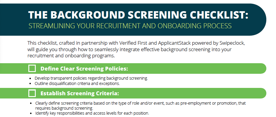 New Hire Background Screening Checklist